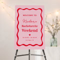 Pink and Red Retro Bachelorette Party Welcome Sign | Zazzle