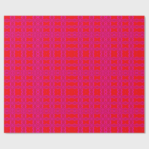 Pink and red retro patterned wrapping paper | Zazzle