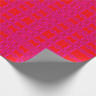 Pink and red retro patterned wrapping paper | Zazzle