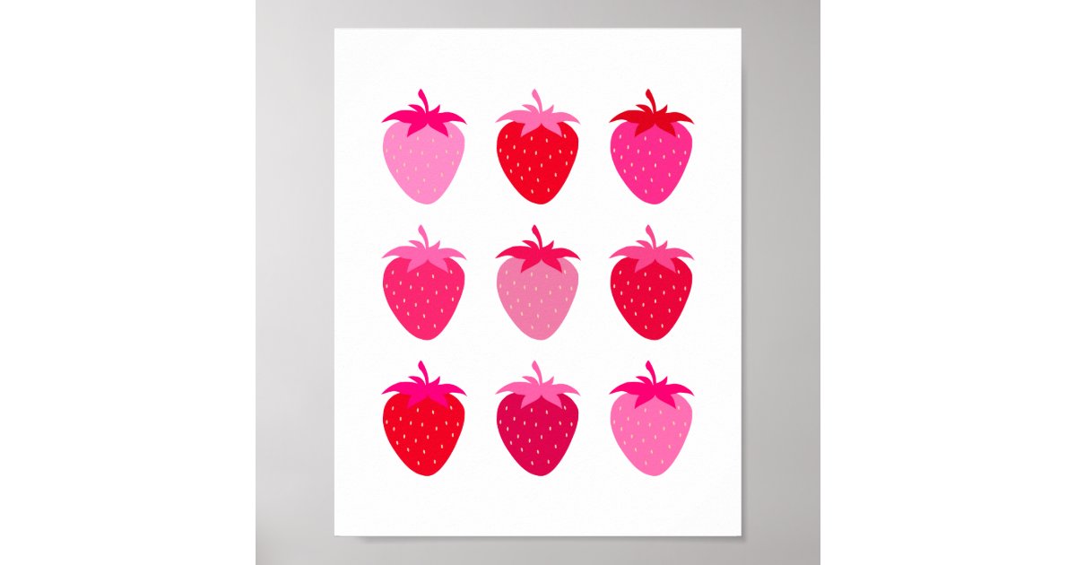 Pink And Red Strawberries Poster | Zazzle