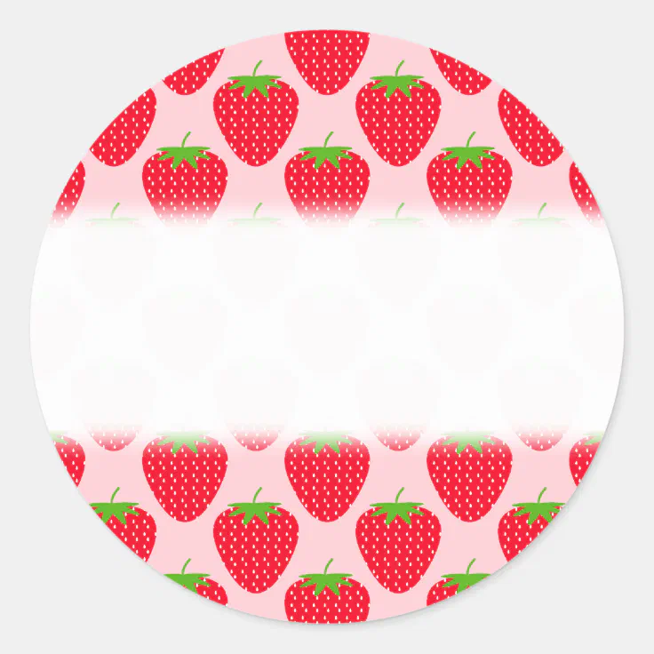 Pink and Red Strawberry Pattern. Classic Round Sticker | Zazzle