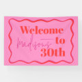 Pink and Red Wavy Border 30th Birthday Banner | Zazzle