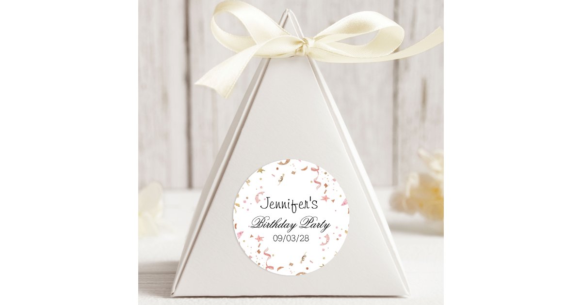 Pink and Rose Gold Glitter Confetti Classic Round Sticker | Zazzle