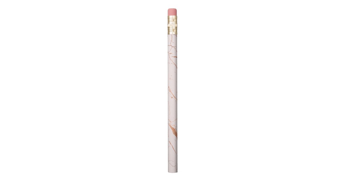 Pink and Rose Gold Marble Designer Pencil | Zazzle