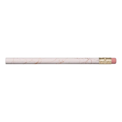 Pink and Rose Gold Marble Designer Pencil | Zazzle