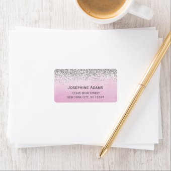 Pink and Silver Address Labels | Zazzle