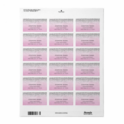 Pink and Silver Address Labels | Zazzle
