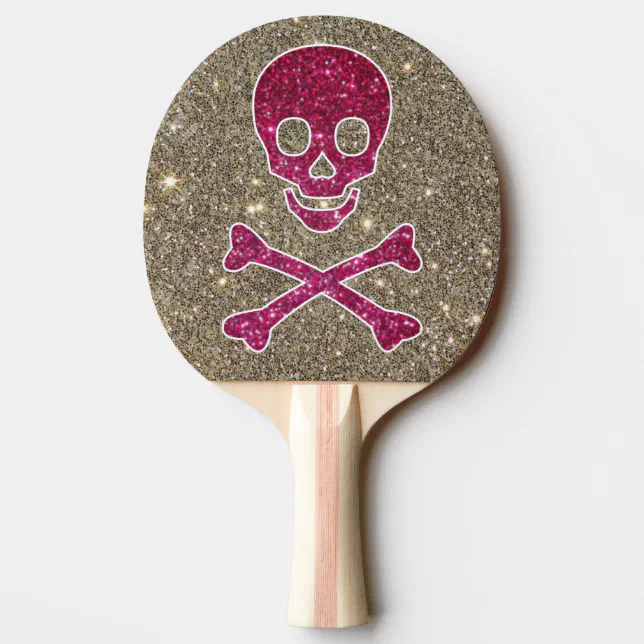 Pink and Silver Skull Glitter Ping Pong Paddle | Zazzle
