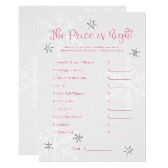Pink and Silver Snowflake The Price is Right Game Invitation | Zazzle.com