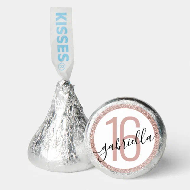 Pink and Silver Sweet 16 Party Hershey®'s Kisses® | Zazzle