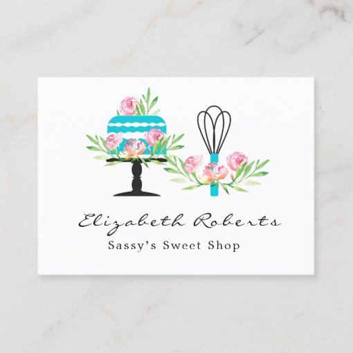 Pink and Teal Bakery Sweet Shop Business Card | Zazzle