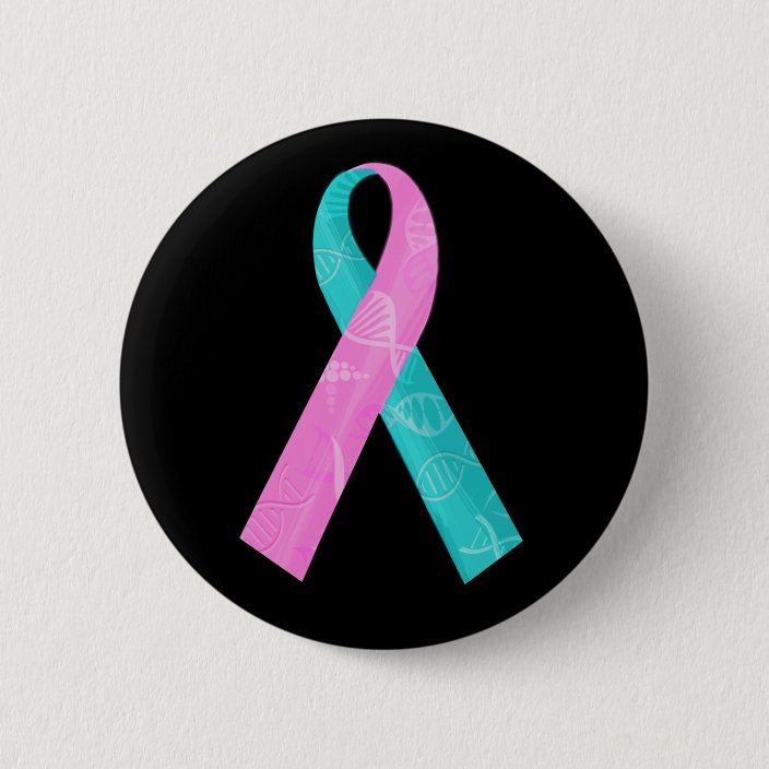 Pink and Teal BRCA DNA Ribbon Pinback Button | Zazzle.com
