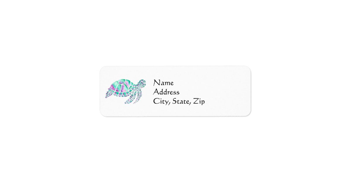 Pink and Teal Sea Turtle Label | Zazzle