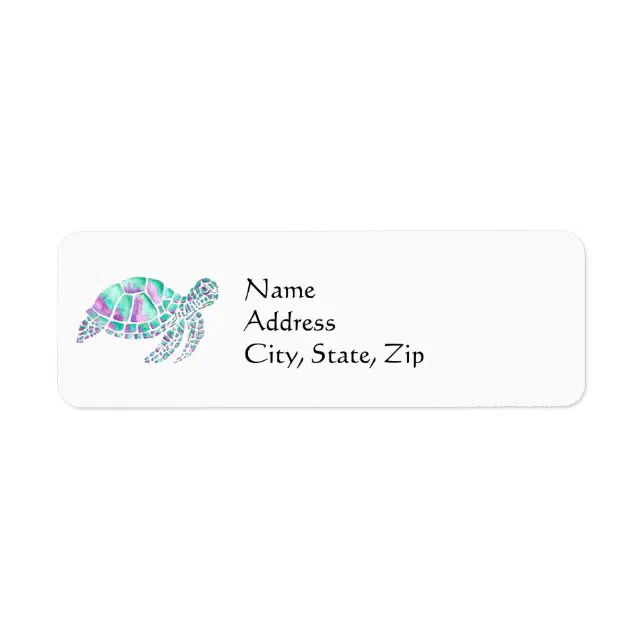 Pink and Teal Sea Turtle Label | Zazzle