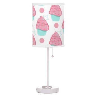 Pink and Turquoise Cupcakes, Cupcake Pattern Table Lamp | Zazzle