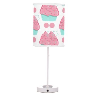 Pink and Turquoise Cupcakes, Cupcake Pattern Table Lamp | Zazzle