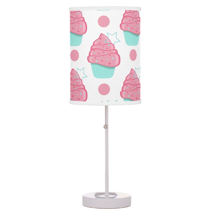 Pink and Turquoise Cupcakes, Cupcake Pattern Table Lamp | Zazzle