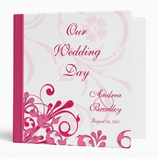 Pink and White Abstract Floral Wedding Binder | Zazzle