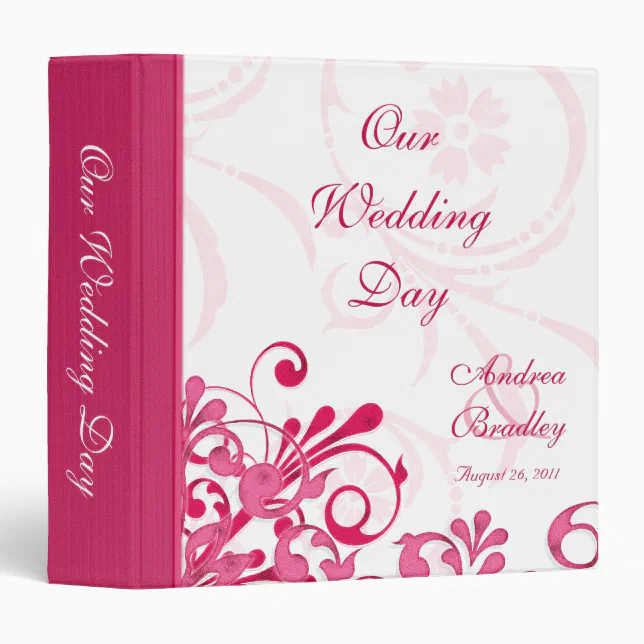 Pink and White Abstract Floral Wedding Binder | Zazzle