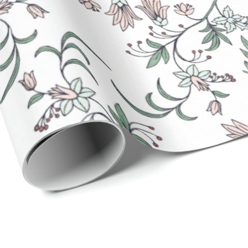 Pink and White Botanical Shelf and Drawer Liner Wrapping Paper | Zazzle