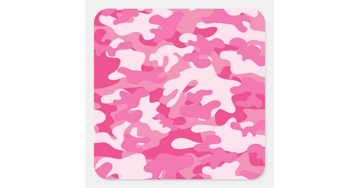 Pink and White Camo Design Square Sticker | Zazzle