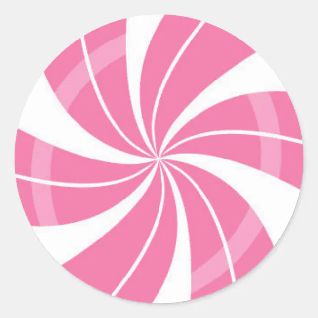 Pink and white candy swirl, peppermint candy classic round sticker | Zazzle