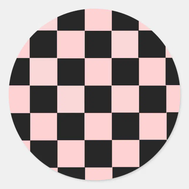 Pink and White Checkered Classic Round Sticker | Zazzle