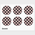 Pink and White Checkered Classic Round Sticker | Zazzle