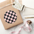 Pink and White Checkered Classic Round Sticker | Zazzle