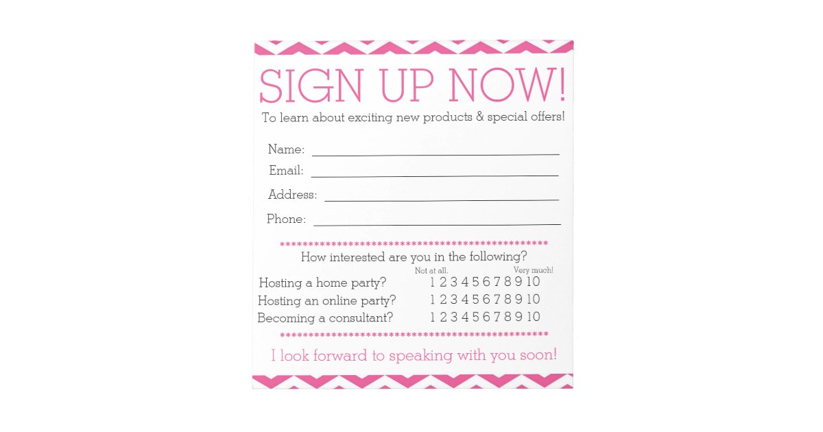 Pink and White Chevron Contact Information Form Notepad | Zazzle