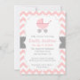Pink and White Chevron, Stroller, Baby Girl Shower Invitation | Zazzle