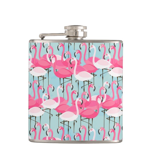 Pink And White Crowd Of Flamingos Fabric | Zazzle