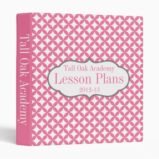 Pink and White Customized Lesson Plan Binder | Zazzle.com