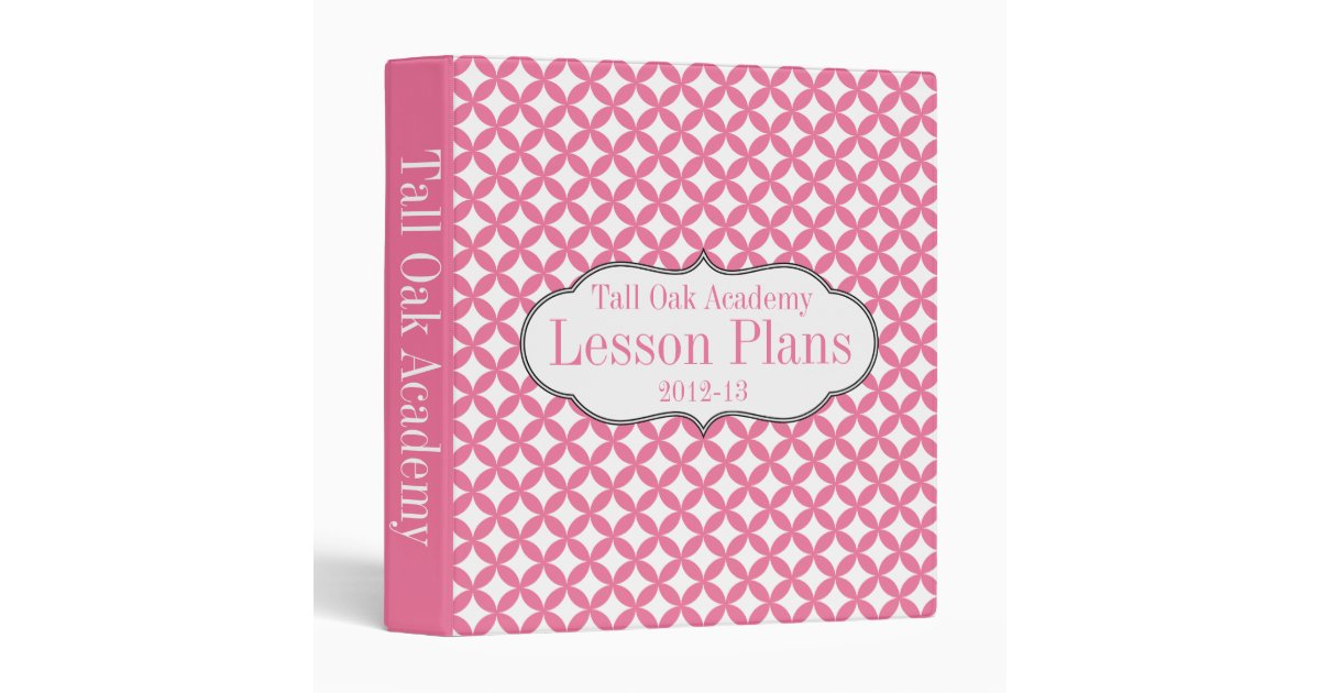 Pink and White Customized Lesson Plan Binder | Zazzle