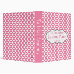 Pink and White Customized Lesson Plan Binder | Zazzle