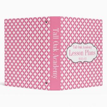Pink and White Customized Lesson Plan Binder | Zazzle