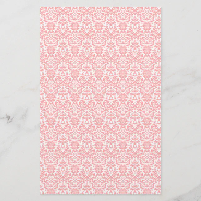 Pink and White Damask Craft Paper | Zazzle