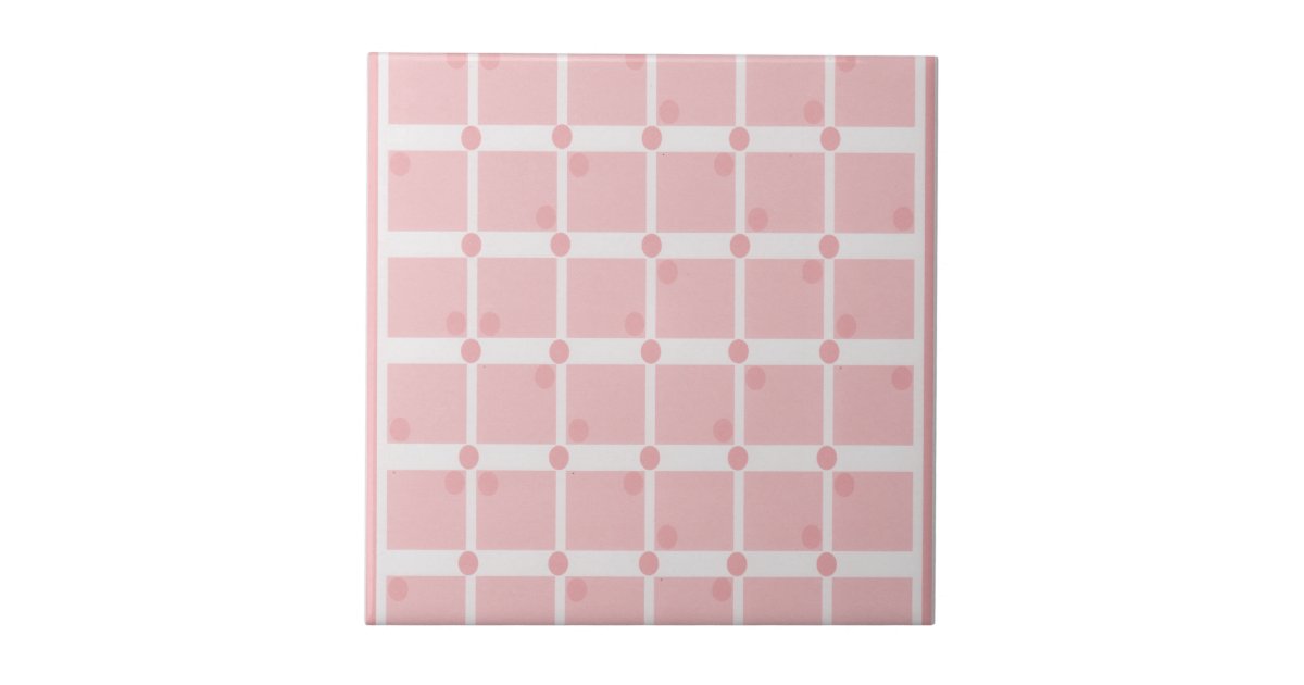 Pink and white dotted ceramic tile | Zazzle