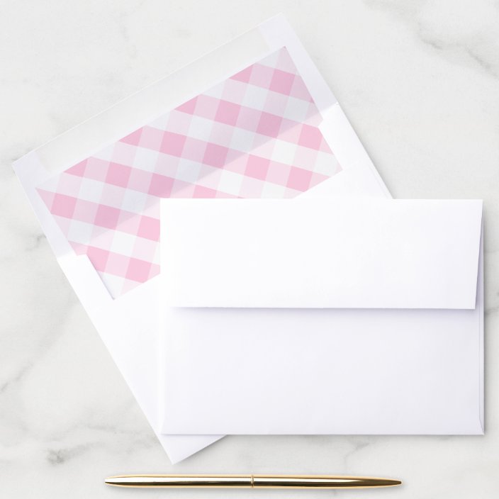 Pink And White Gingham Little Girl Baby Shower Envelope Liner | Zazzle.com