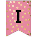 Pink and White Gold Glitter Dots Congratulations Bunting Flags | Zazzle