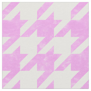 Pink and White Houndstooth Geometric Pattern Fabric | Zazzle
