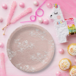 Pink and White Lace Shabby Chic Paper Plate | Zazzle