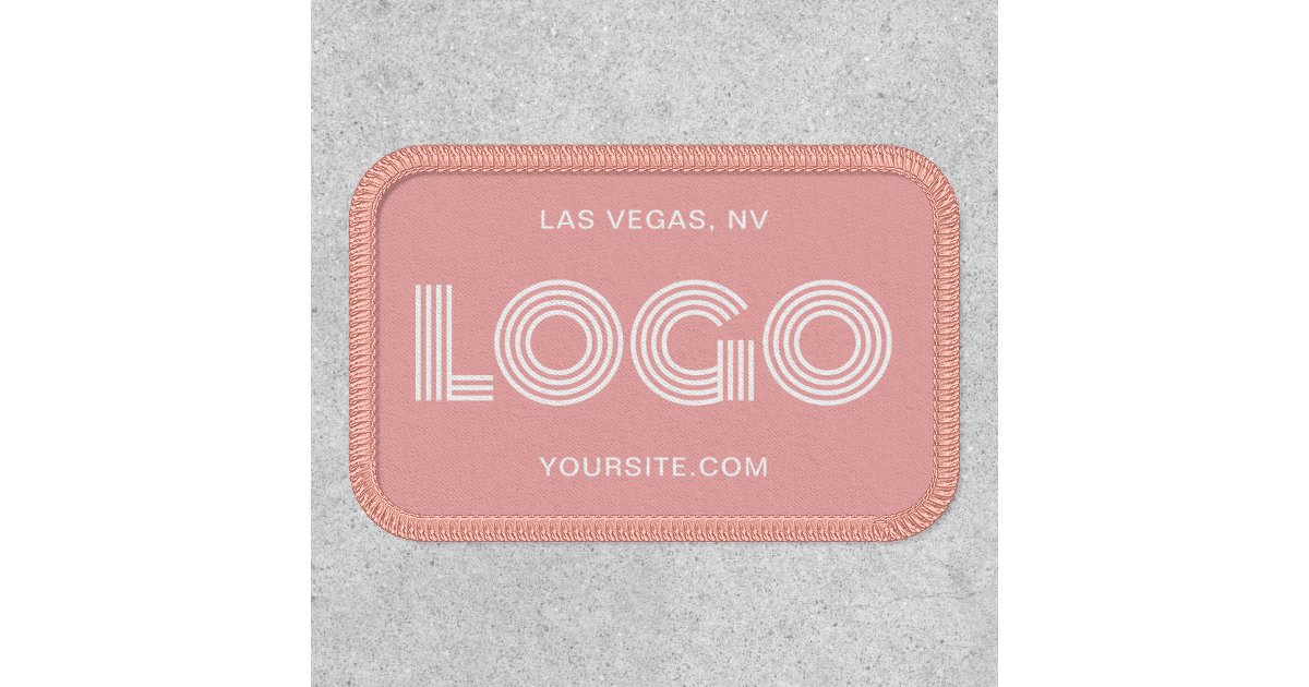 Pink and White Modern Rectangular Logo Patch | Zazzle