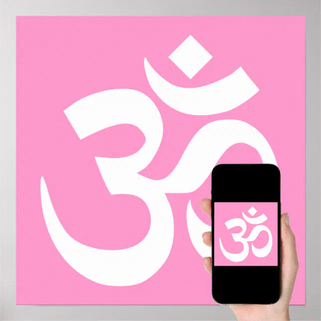 Pink and White Om Symbol Poster | Zazzle