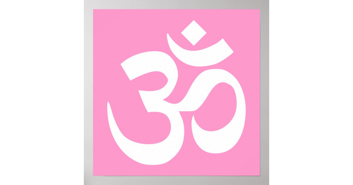 Pink and White Om Symbol Poster | Zazzle