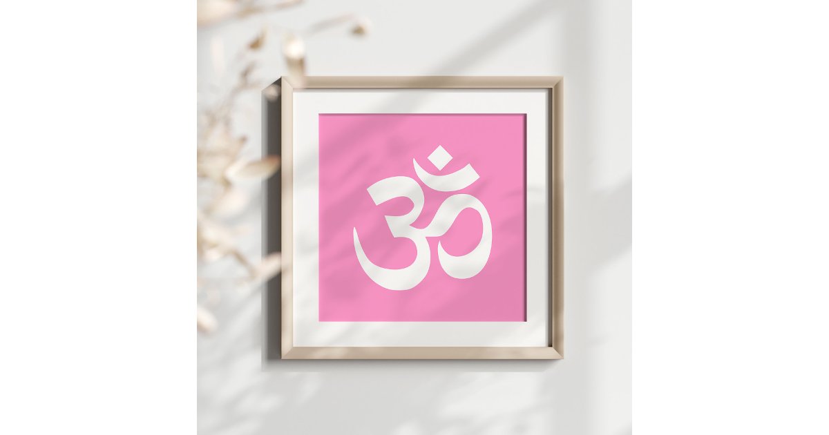 Pink and White Om Symbol Poster | Zazzle