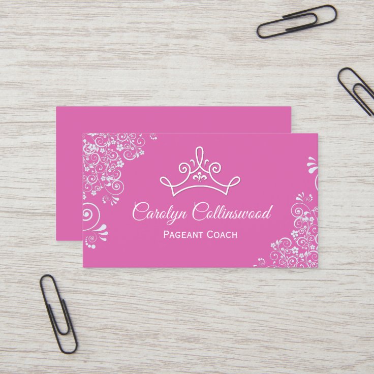 Pink and White Pageant Coach Business Card | Zazzle