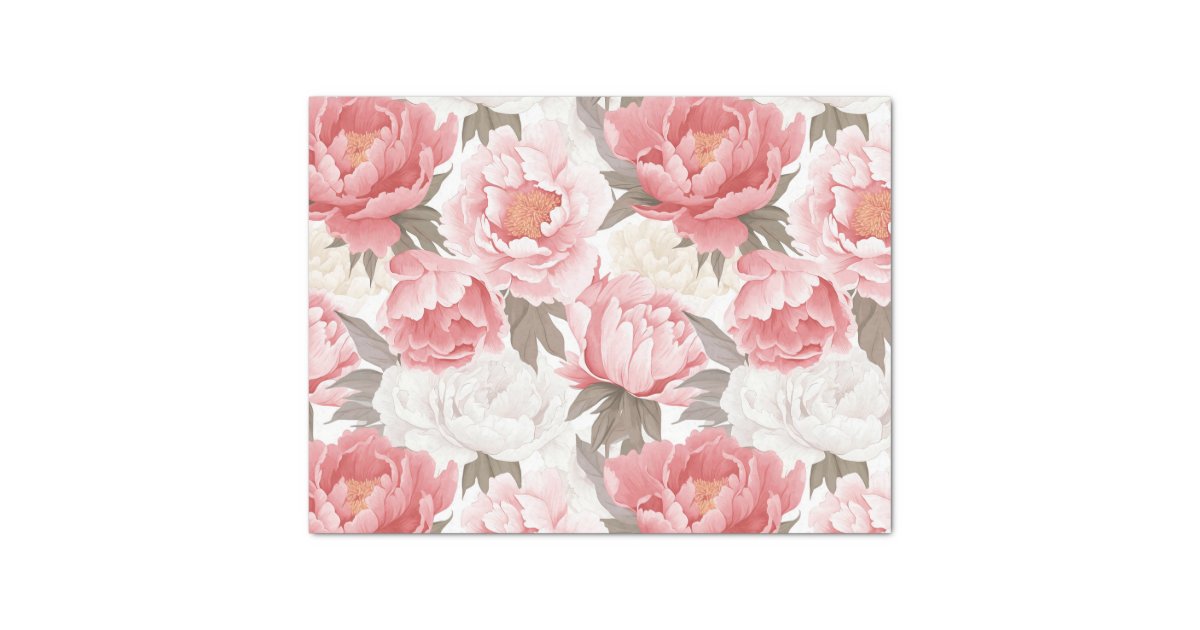 Pink and White Peonies Tissue Paper | Zazzle