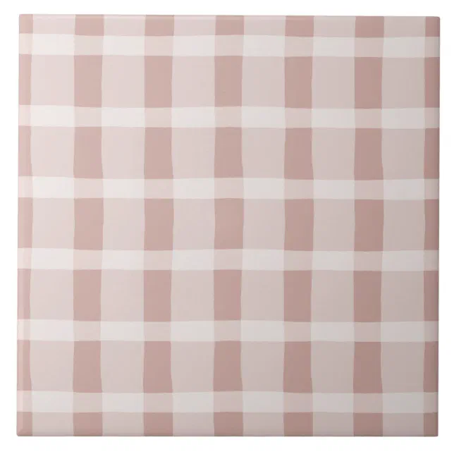 Pink and White Plaid Pattern Ceramic Tile | Zazzle
