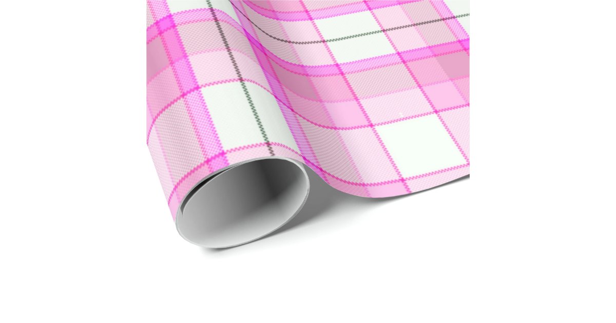 Pink And White Plaid Wrapping Paper | Zazzle